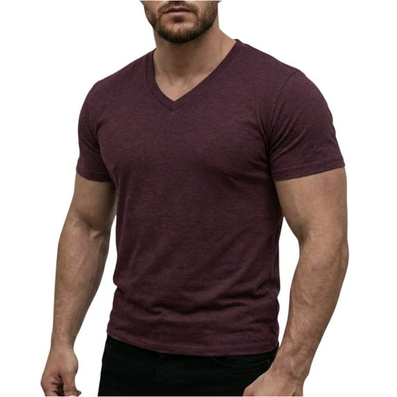 Fabrcox Red Tshirts Shirts for Men V Neck Short Sleeve Fitted Basic T ...