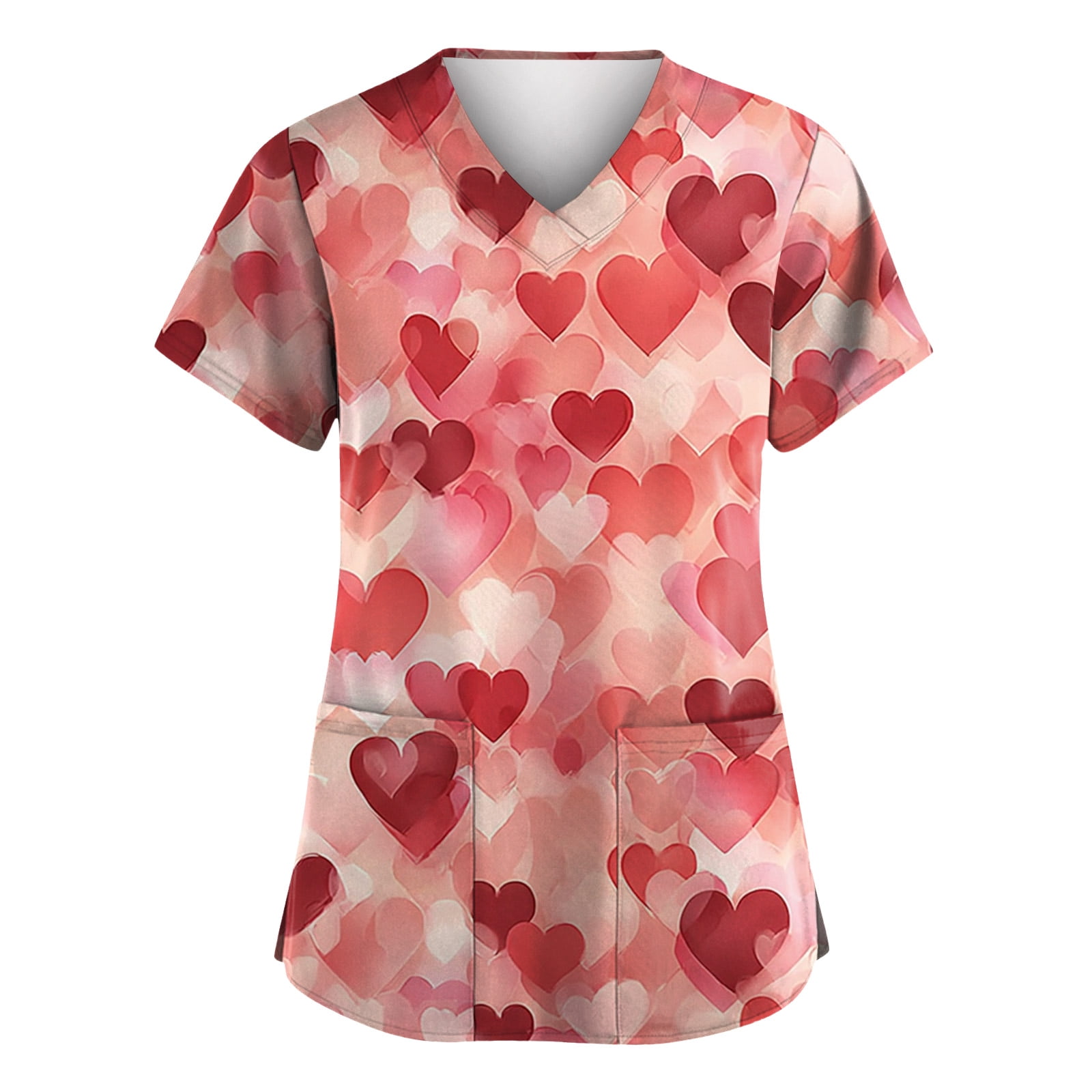 Fabrcox S-5XL Valentines Day Scrubs Tops for Women Plus Size Love Heart ...