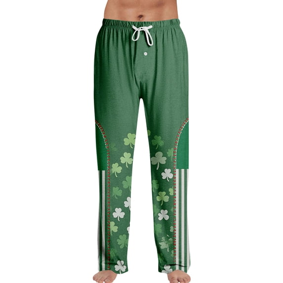 Fabrcox Saint Patrick's Day Men’s Pajama Pants Green Wide Leg Men’s ...