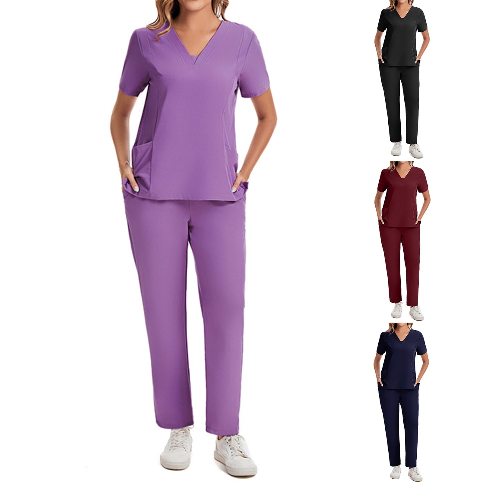 Fabrcox Scrubs for Women Set Medical Uniform Nurse Uniform Jogger Suit ...