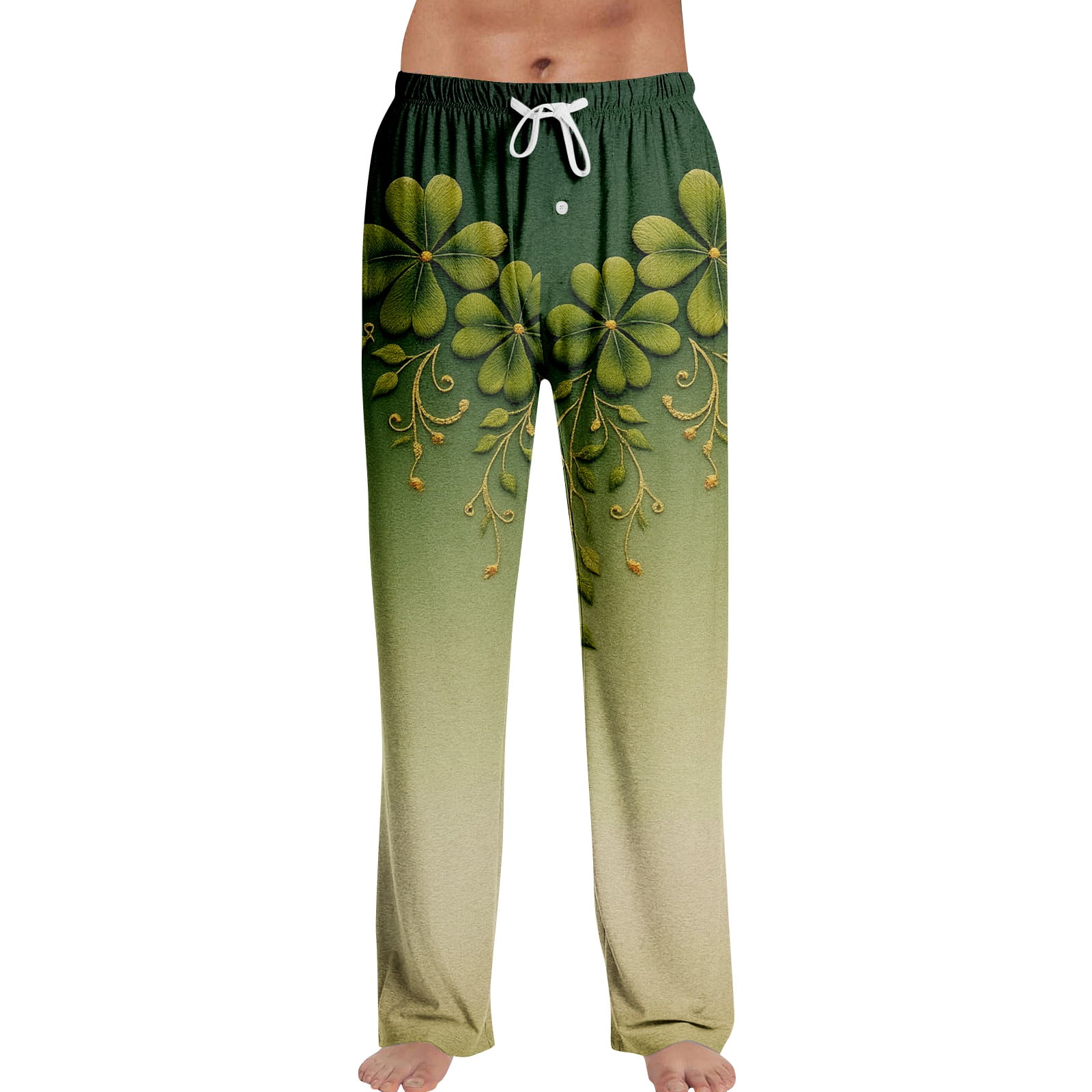 Fabrcox St. Patrick's Day Men Pajama Pants Green Wide Leg Men Lounge ...