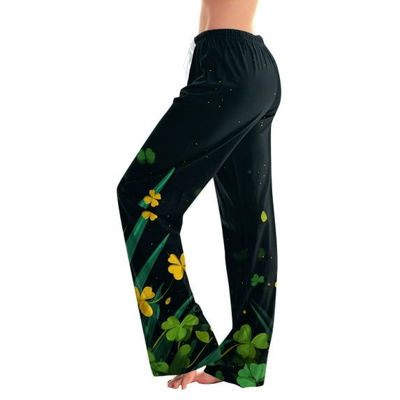 Fabrcox St. Patrick's Day Pajama Pants Green Shamrocks Print Women Pj ...