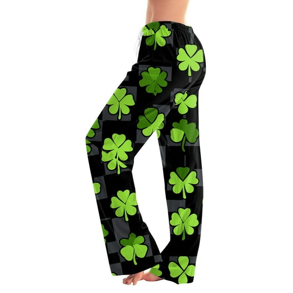 Fabrcox St. Patrick's Day Pj Bottoms Pants Green Shamrocks Print Pajama ...