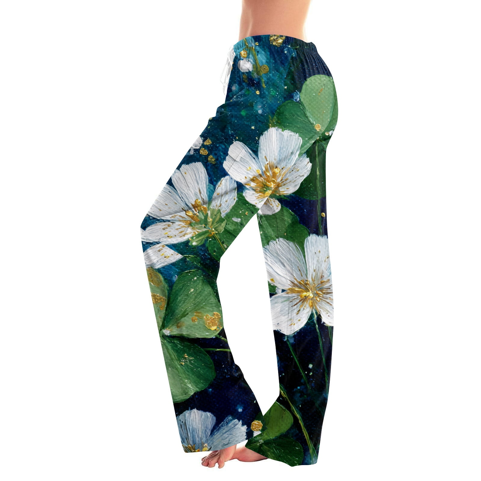 Fabrcox St. Patrick's Day Womans Pajama Pants Green Shamrocks Print ...