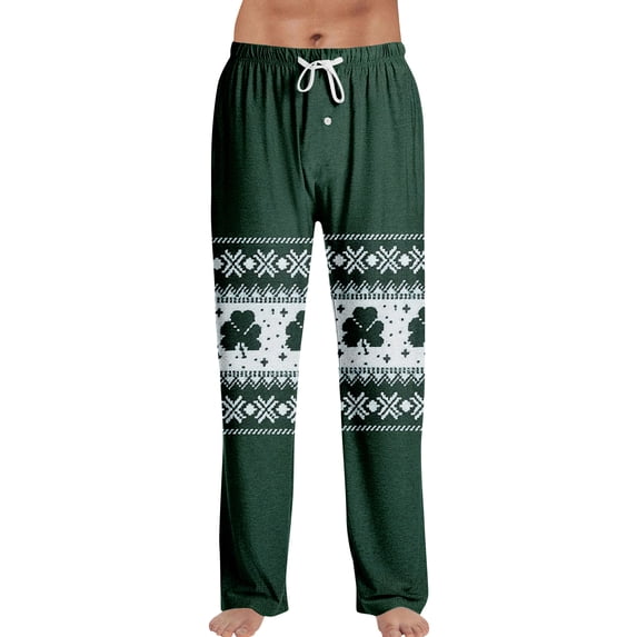 Fabrcox St Patricks Day Men's Pajama Bottoms Green Straight Leg Mens ...