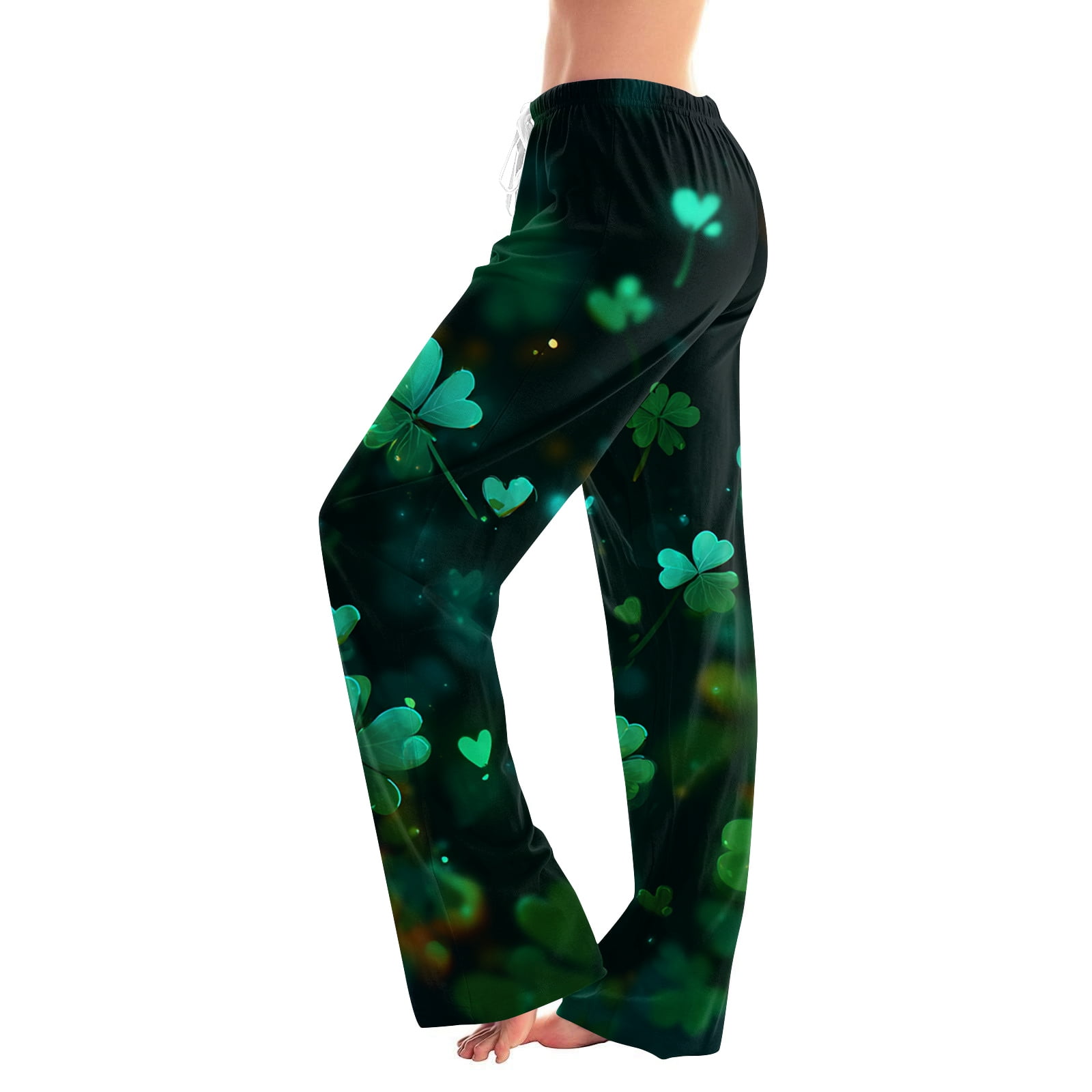 Fabrcox St. Patricks Day Womens Pajamas Pants Green Shamrocks Print ...