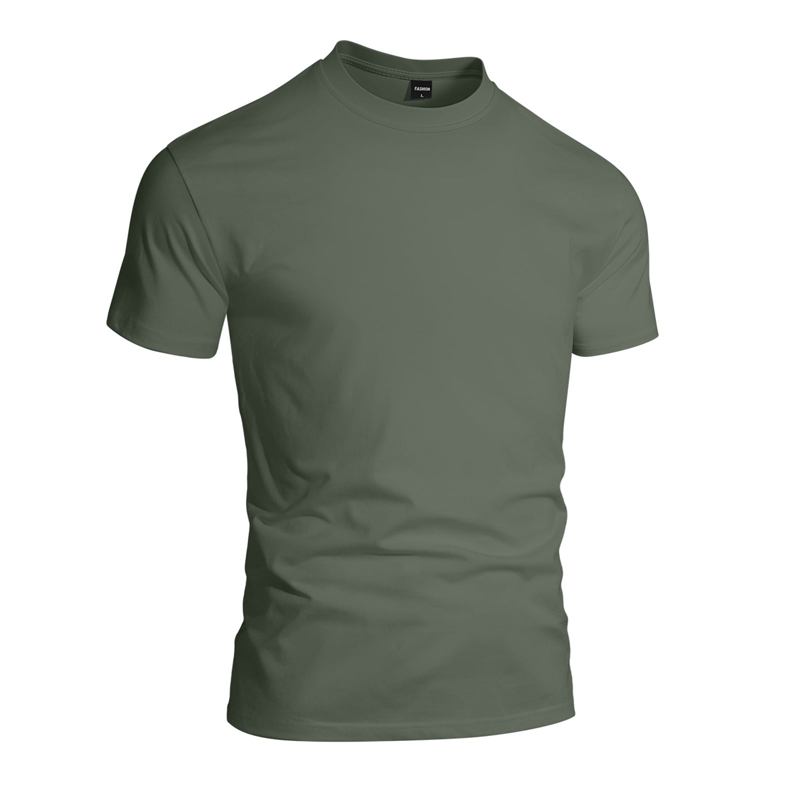 Fabrcox T-Shirt for Men Green Short Sleeve Crewneck Slim Fit Basic Tee ...