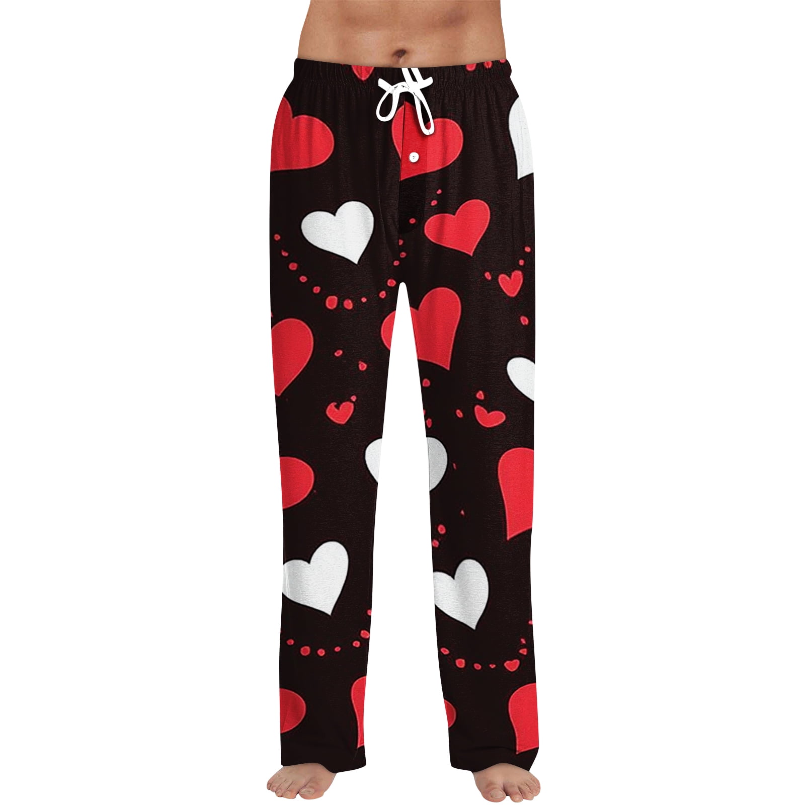 Fabrcox Valentine Pajama Pants Men Slim Fit Elastic Waist Drawstring ...