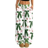 Fabrcox Women's Wide Leg Pants Bow Graphic Baggy Women’s Lounge Pants ...