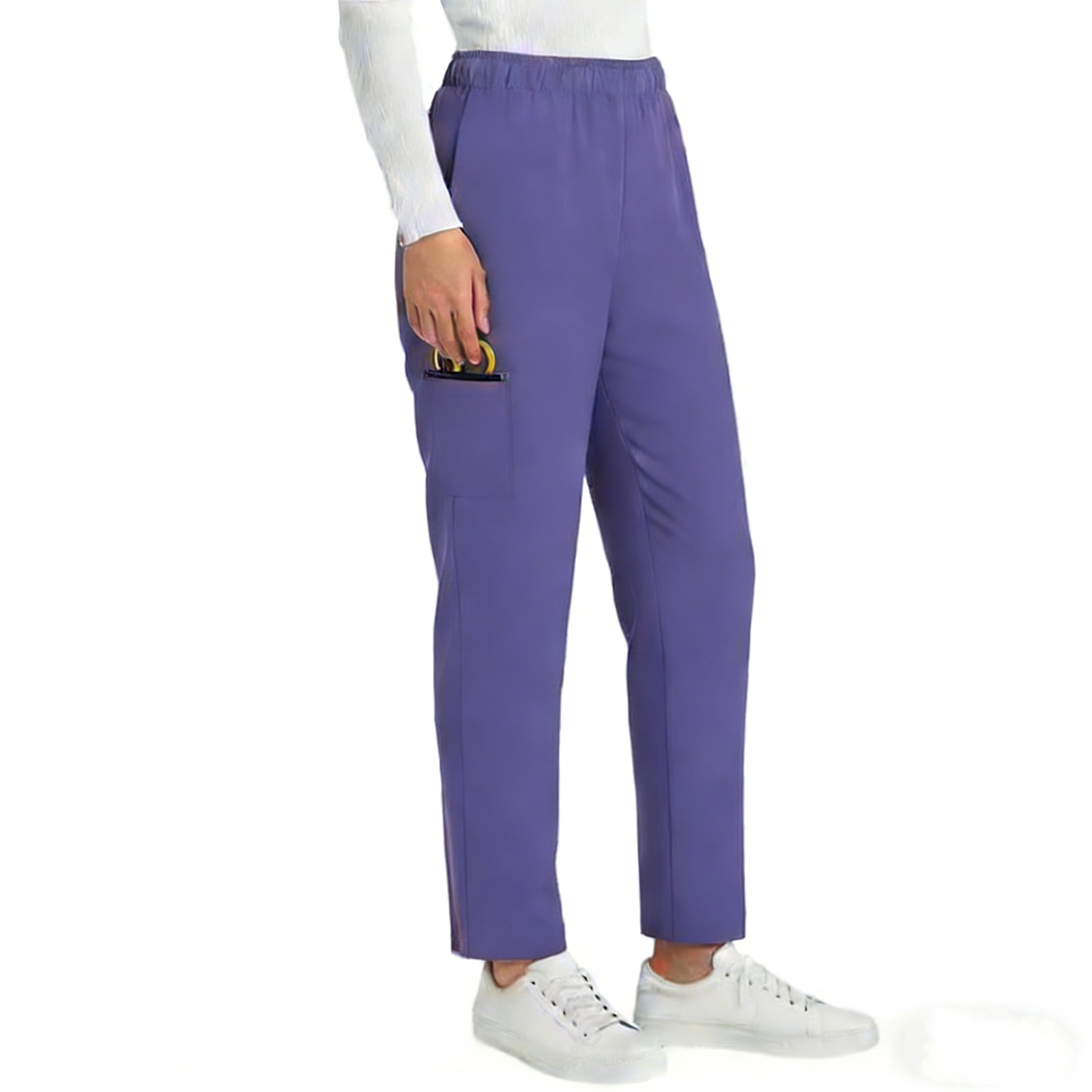 Fabrcox Women's Wide-Leg Scrub Pants - Stretch Trousers with Cargo ...