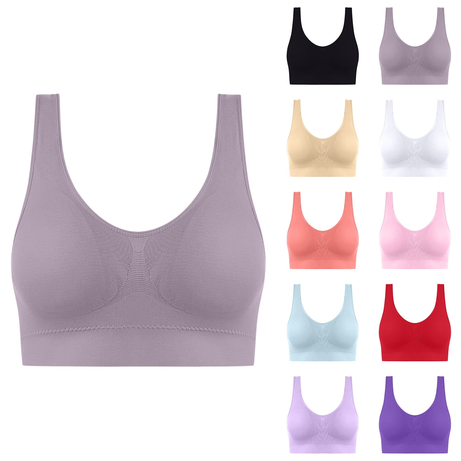 Fabrcox Womens Sports Bra Push Up Padded Soft Wireless Bra Casual ...