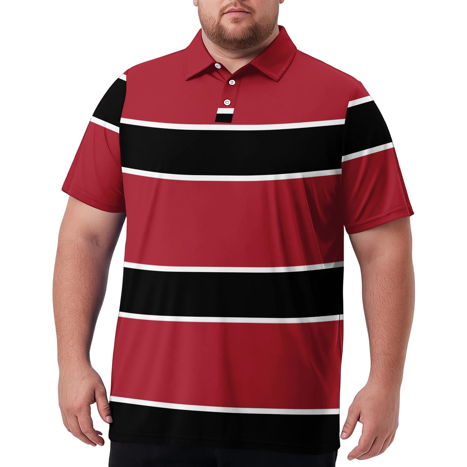 Fabrcox XL-8XL Striped Mens Short Sleeve Polo Shirts Collared V Neck ...