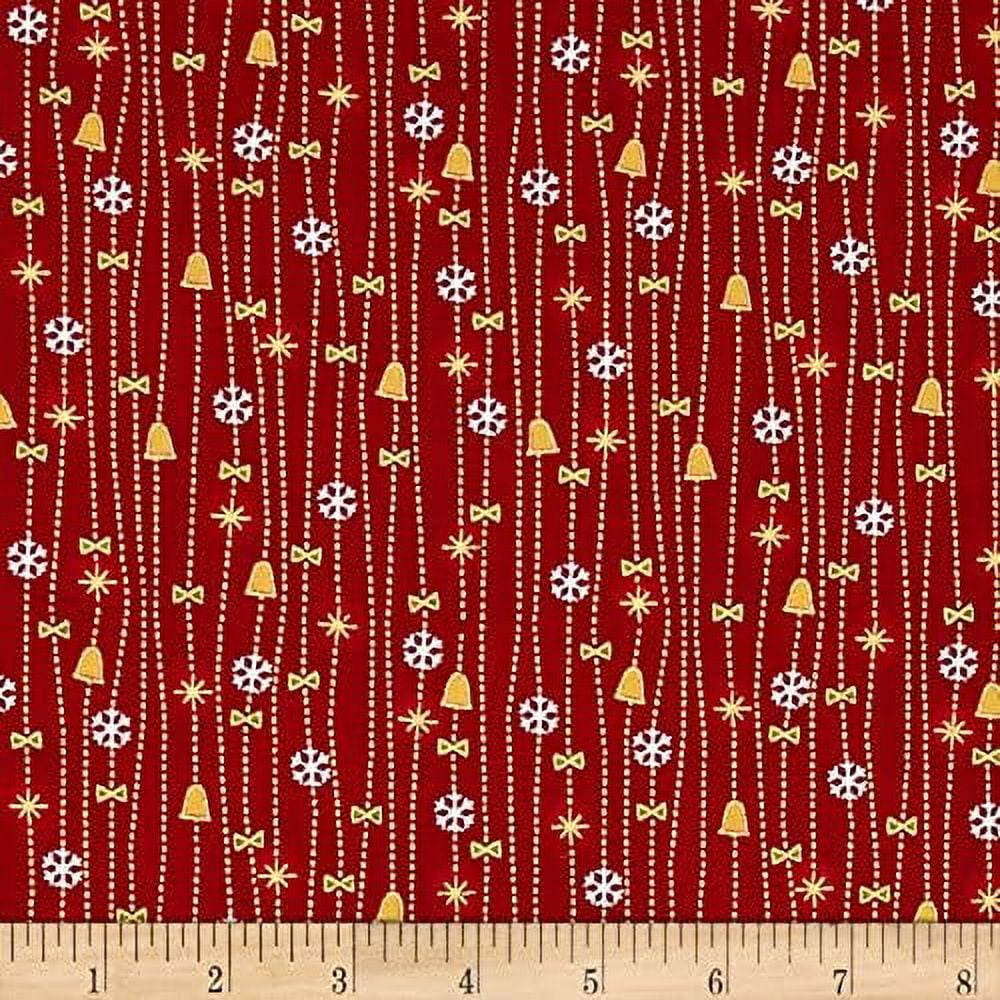 Fabri-Quilt Seasons Greetings Bells Red 100% Cotton Fabric sold by the ...