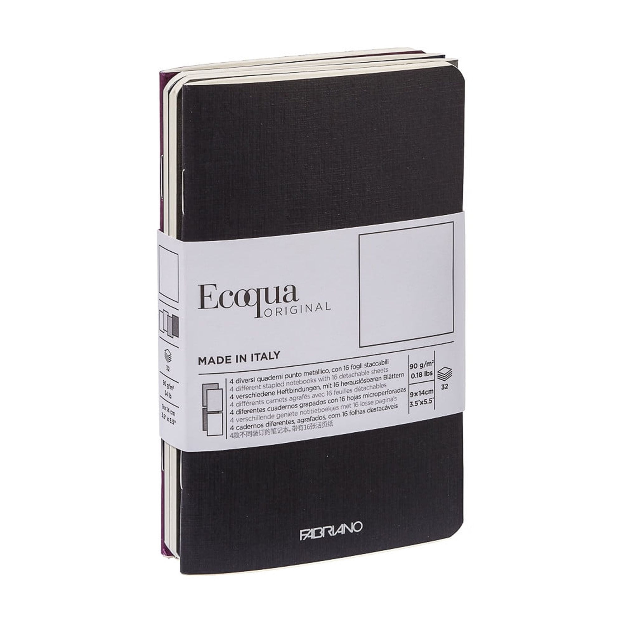 Fabriano EcoQua Pocket-Sized Notebook Pack, 4 Notebook Pack, Blank, 3.5 ...