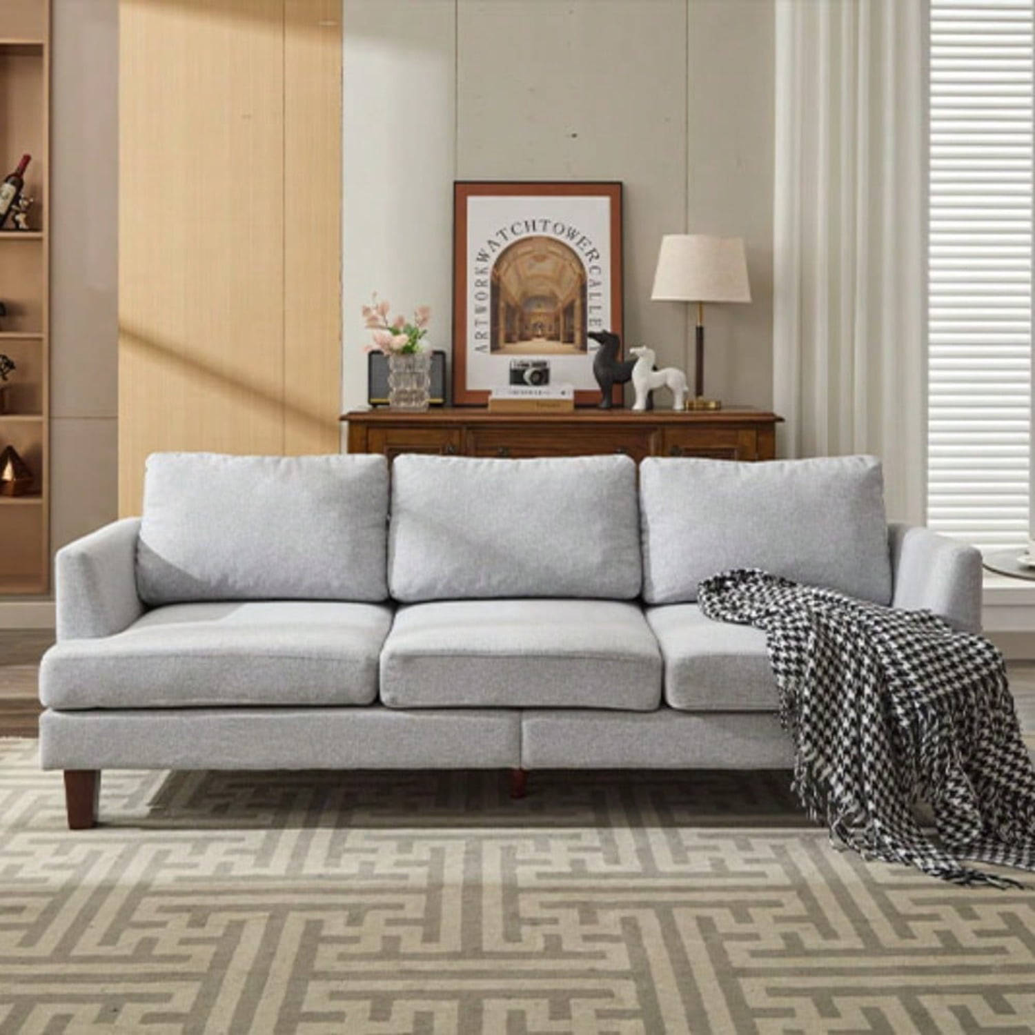 Fabric 3 Seater Couch with 2 USB, Comfortable Sectional Couches and ...