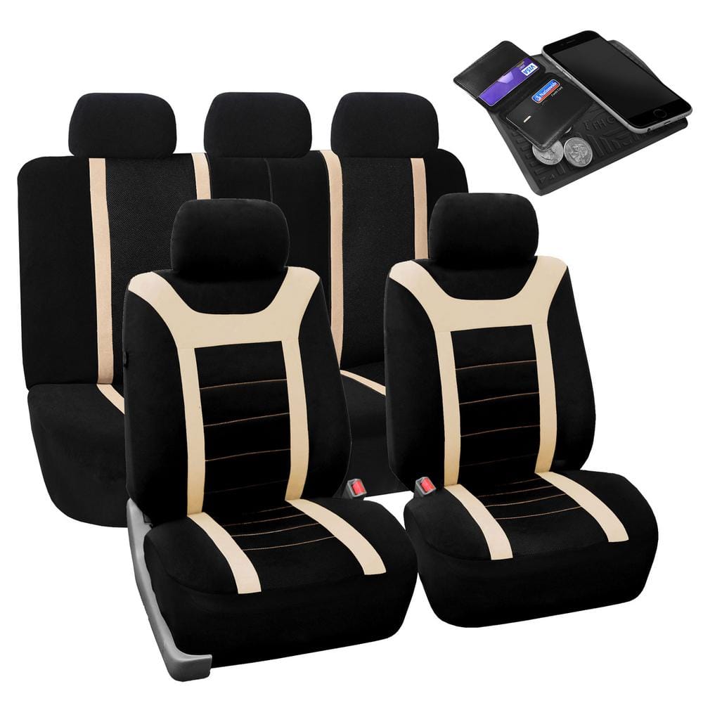 Fabric 47 in. x 23 in. x 1 in. Full Set Sports Car Seat Covers ...