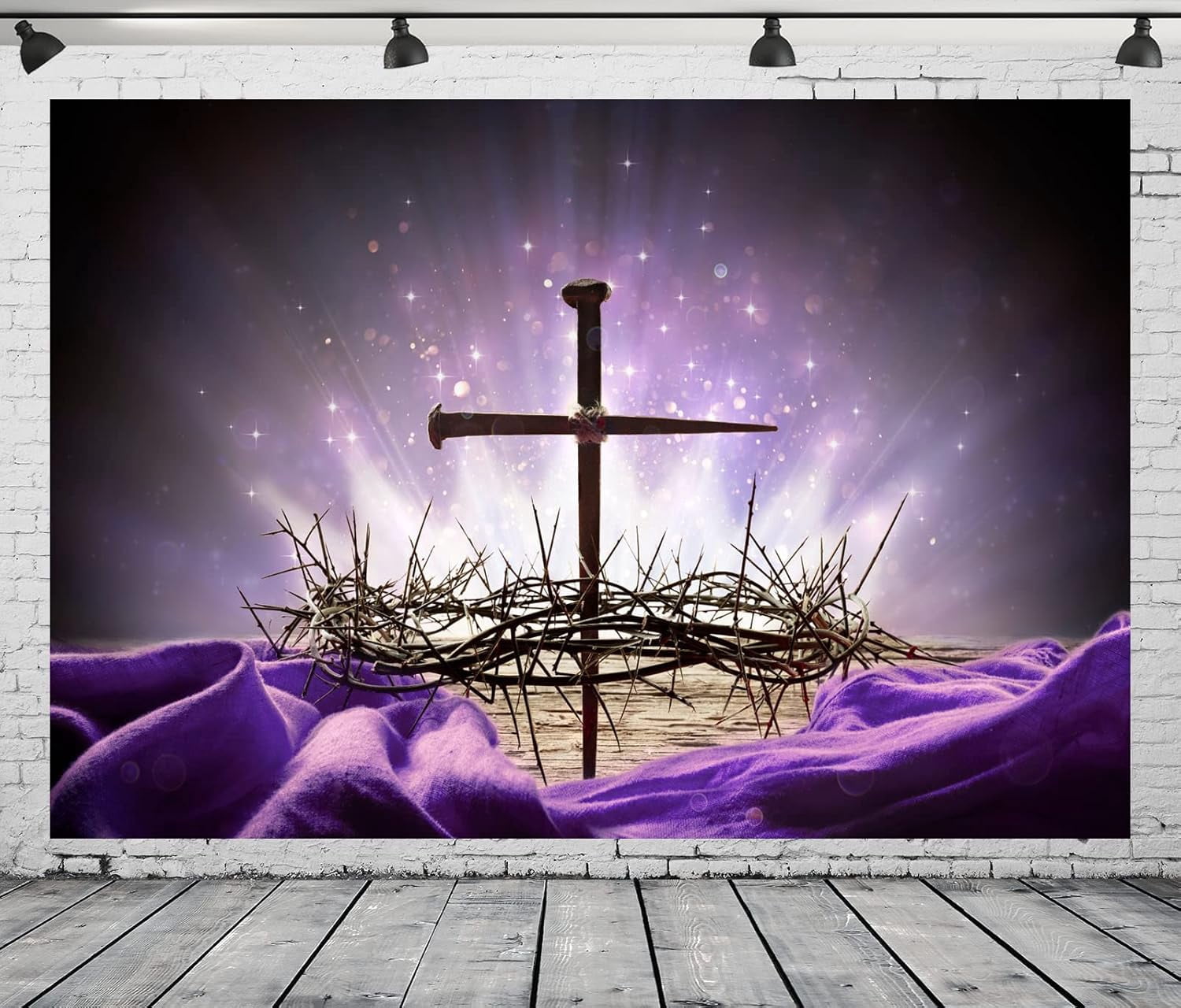 Fabric 60in*80in Crucifixion of Jesus Backdrop Crown of Thorns Cross ...
