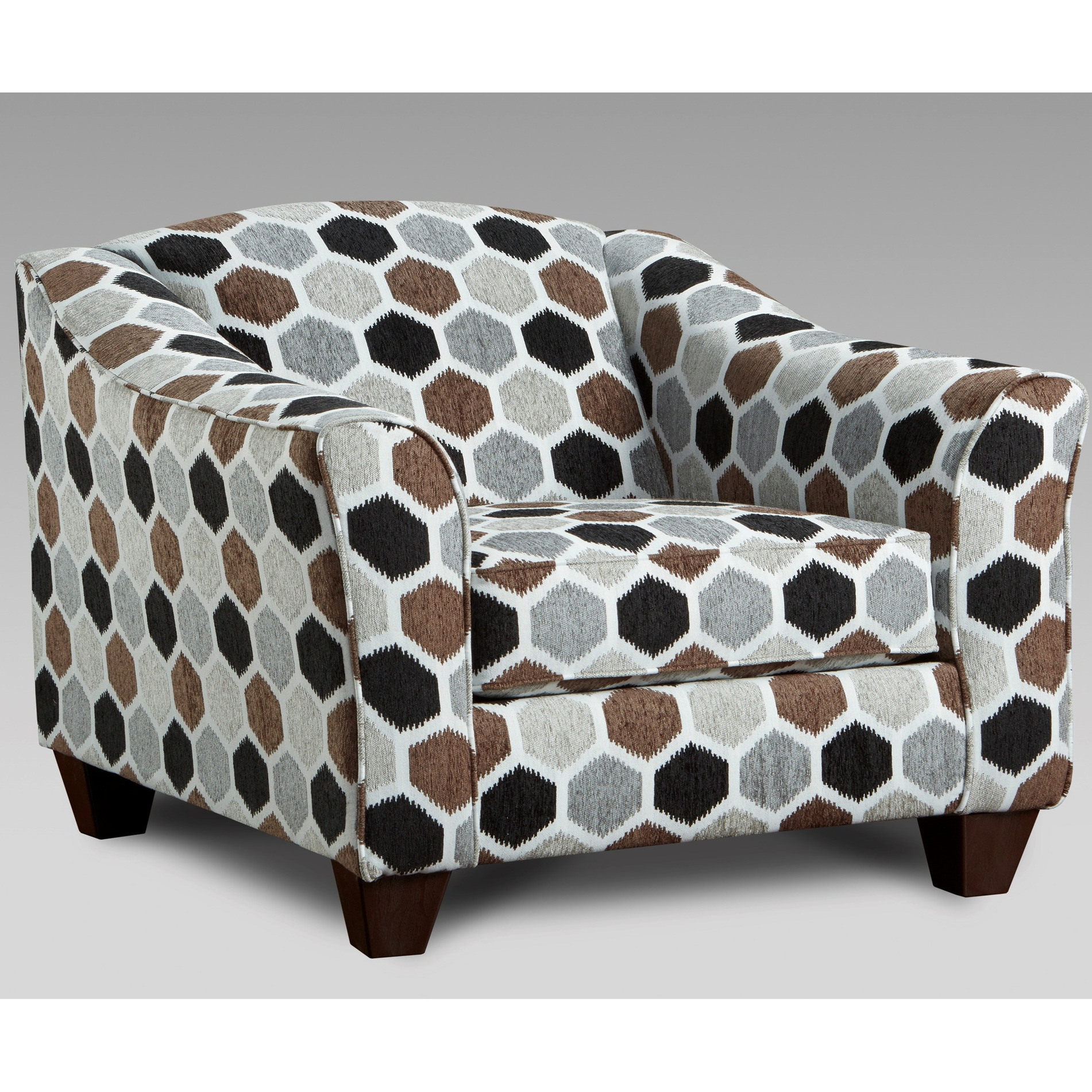 Fabric Arm Chair - Textured Silver Cloth Upholstery, Abundant Back ...