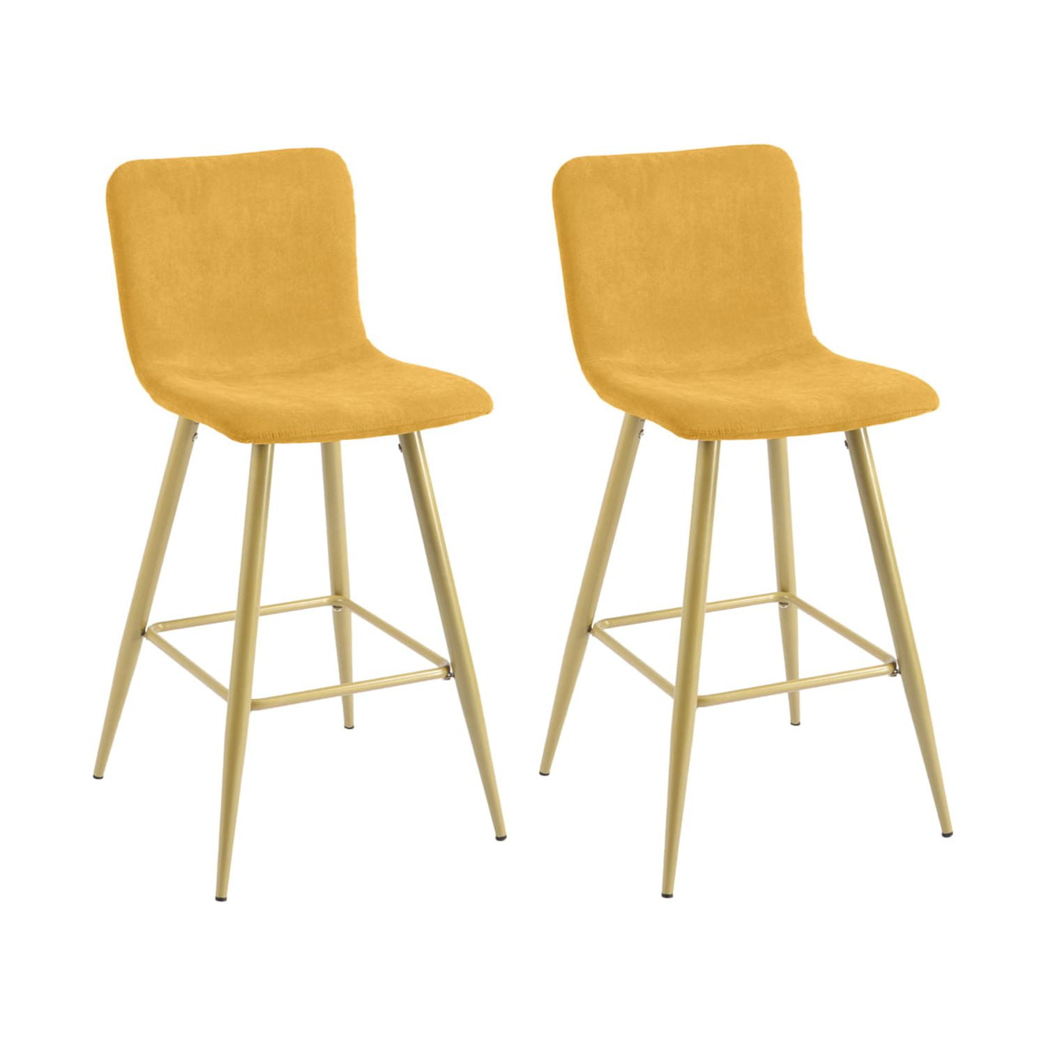 Fabric Bar Stool Set of 2,Upholstered Low Back with Footrest for ...