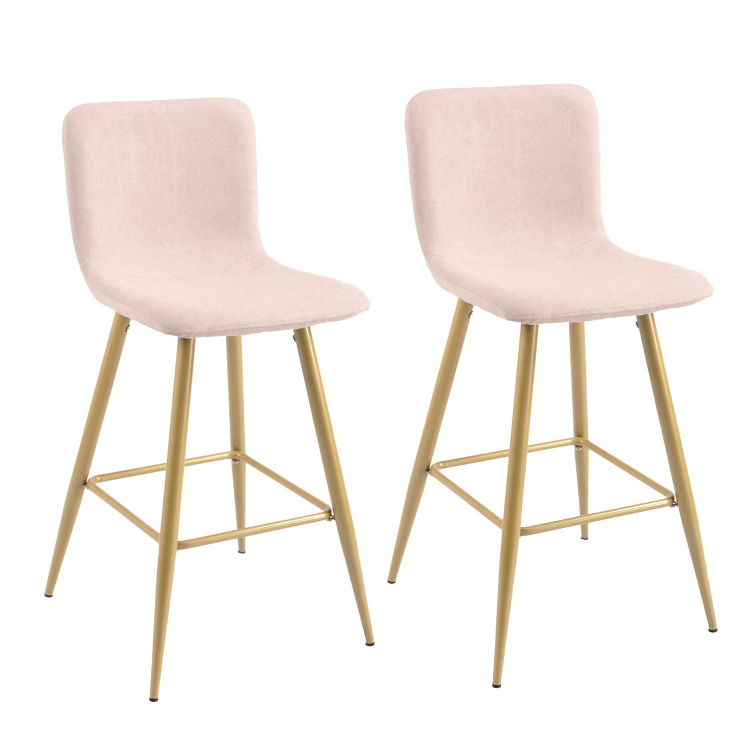 Fabric Bar Stool Set of 2,Upholstered Low Back with Footrest for ...