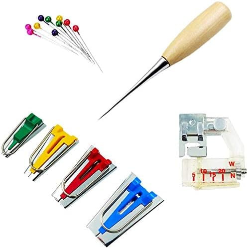 Fabric Bias Tape Makers Kit with Sewing Awl, Bead Needles, Adjustable ...