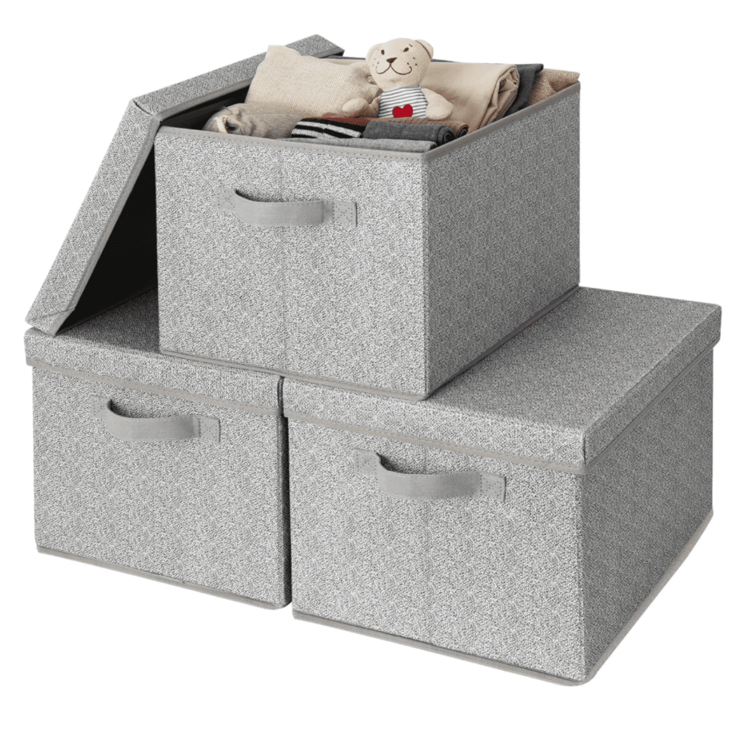 Fabric Boxes with Lids, Storage Bins with Handles, Shelf Bins for ...