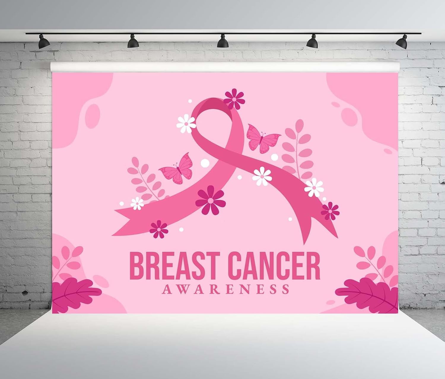 Fabric Breast Cancer Awareness Beautiful Backdrop Pink Ribbon Party ...