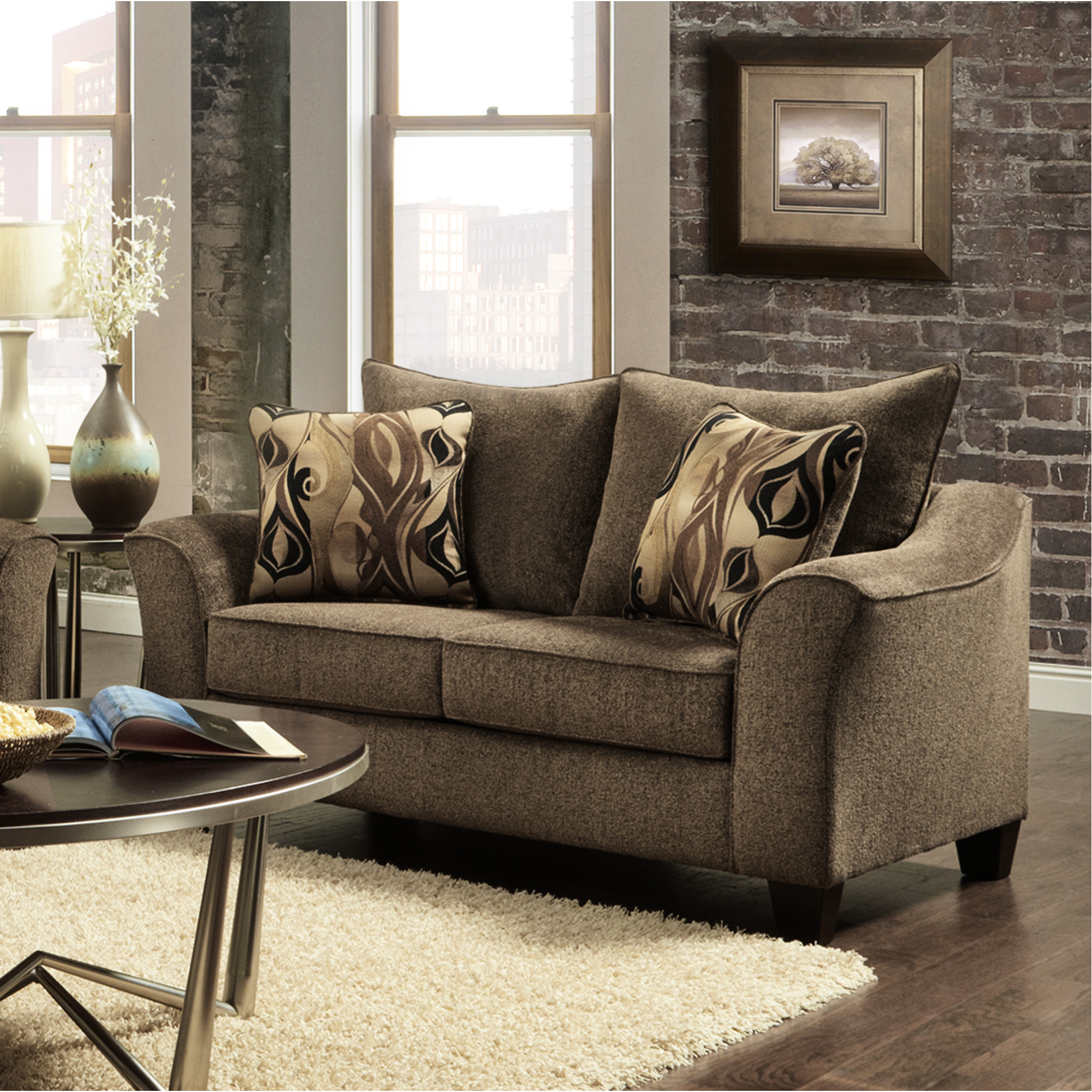 Fabric - Brown Textured Upholstery, High Foam Cushions, -colored Legs ...