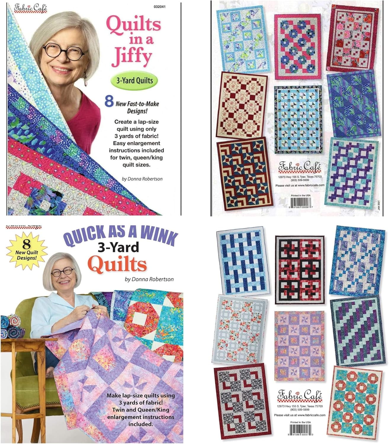 Fabric Café 3-Yard Quilts in a Jiffy & Quick As a Wink Pattern Books Bundle – Easy Quilt ...