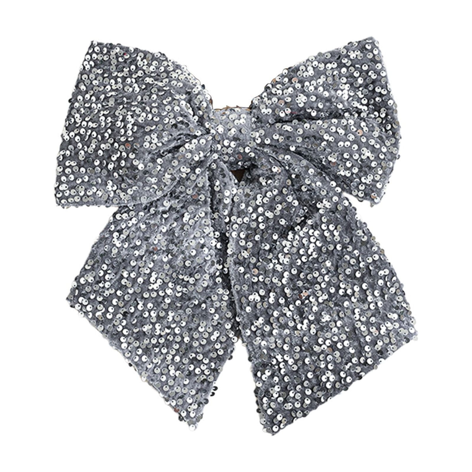 Fabric Christmas Glitter Bow Ornament, Velvet Butterfly Tree Topper ...