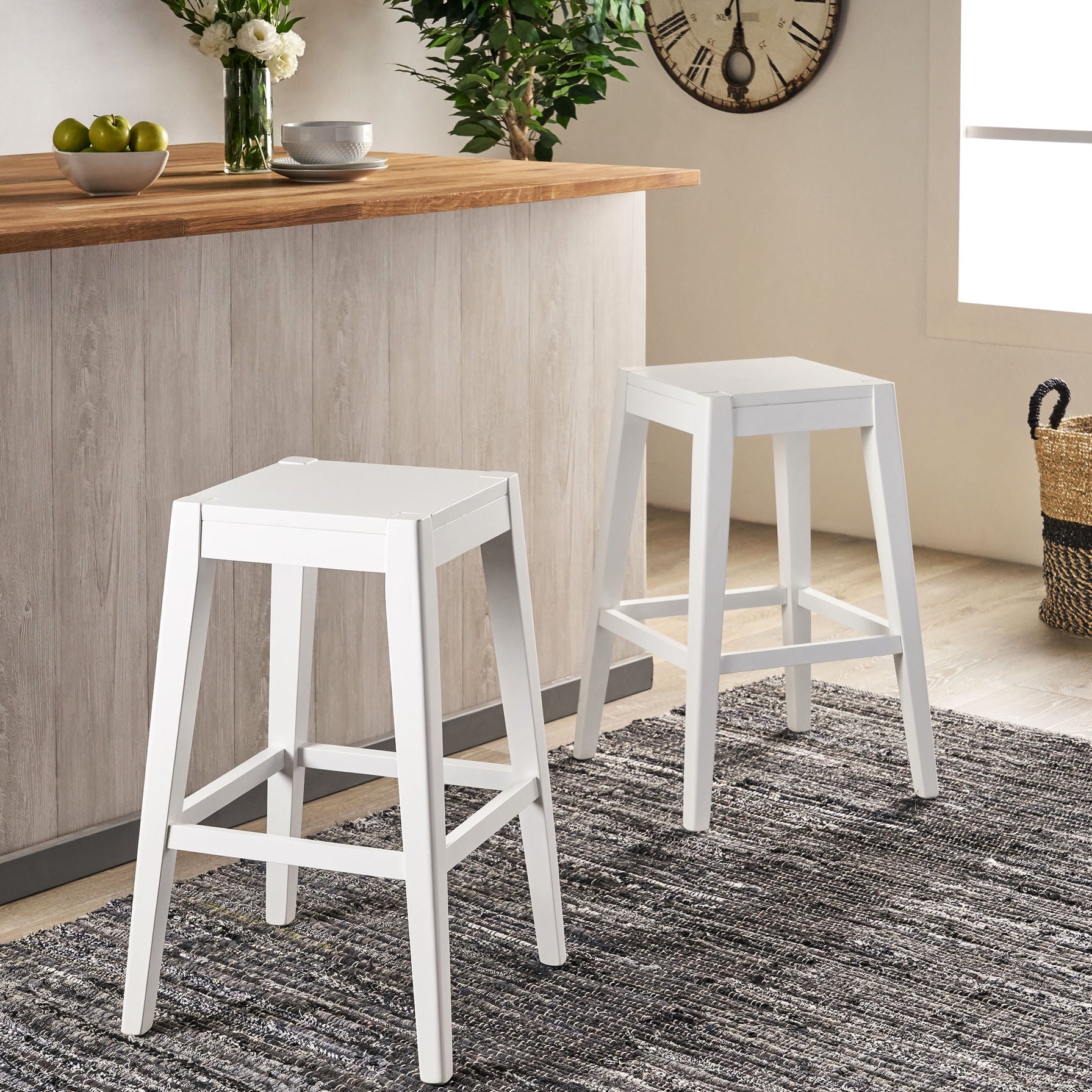 Fabric - Classic Farmhouse Design - Indoor Counter Dining - Two Stools ...