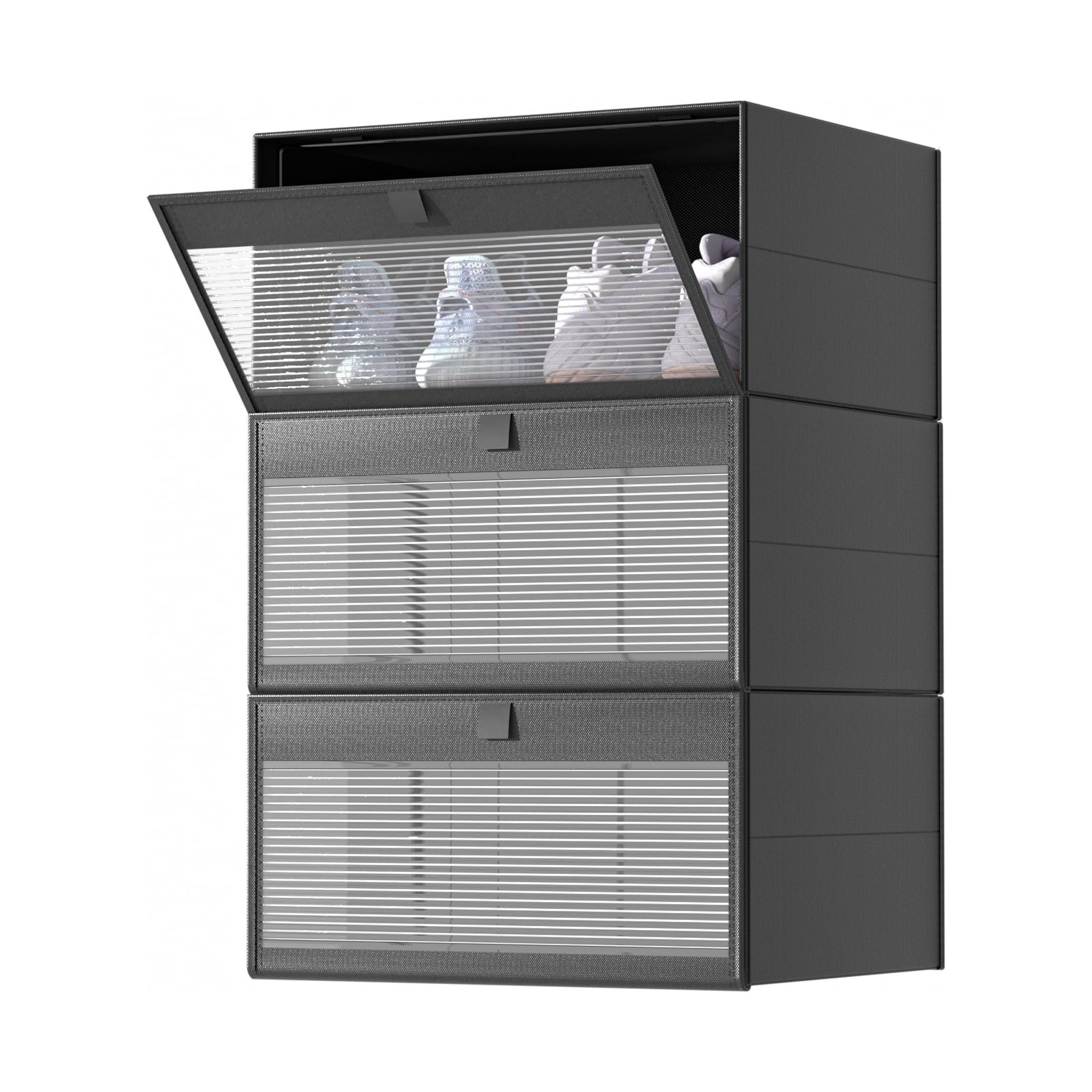 12 Pack Shoe Storage Boxes, Clear Plastic Stackable Shoe Organizer Bins ...