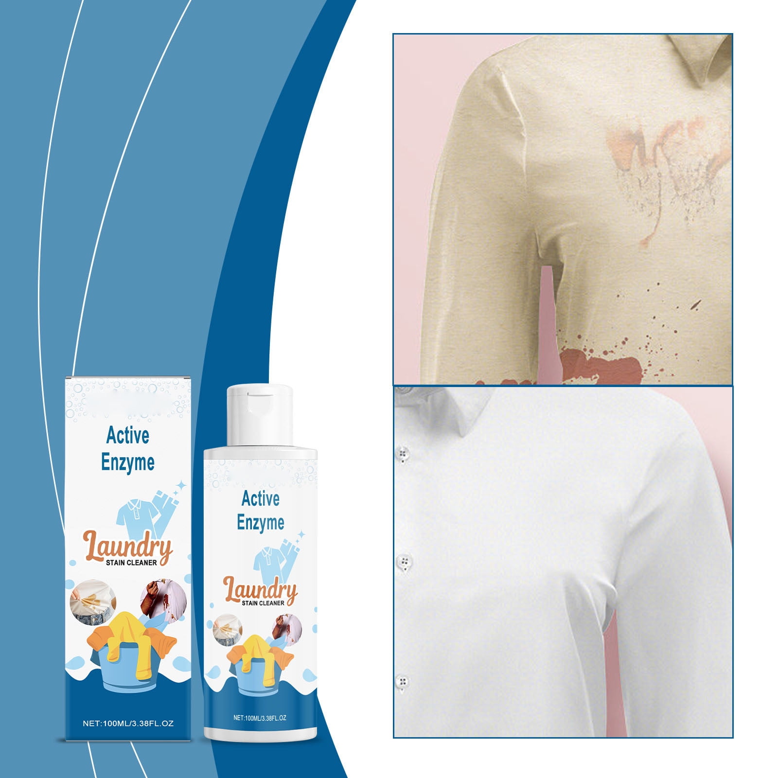 Fabric Clothing Cleaner 100ml Powerful Laundry Detergent for Pre ...