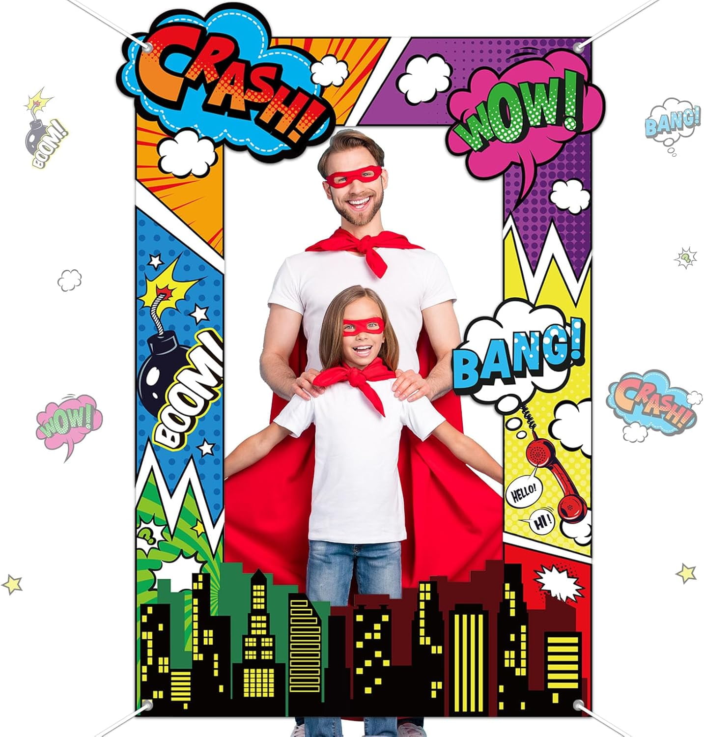 Fabric Comic Hero Photo Prop Hero Birthday Party Decor Hero Comic Book ...
