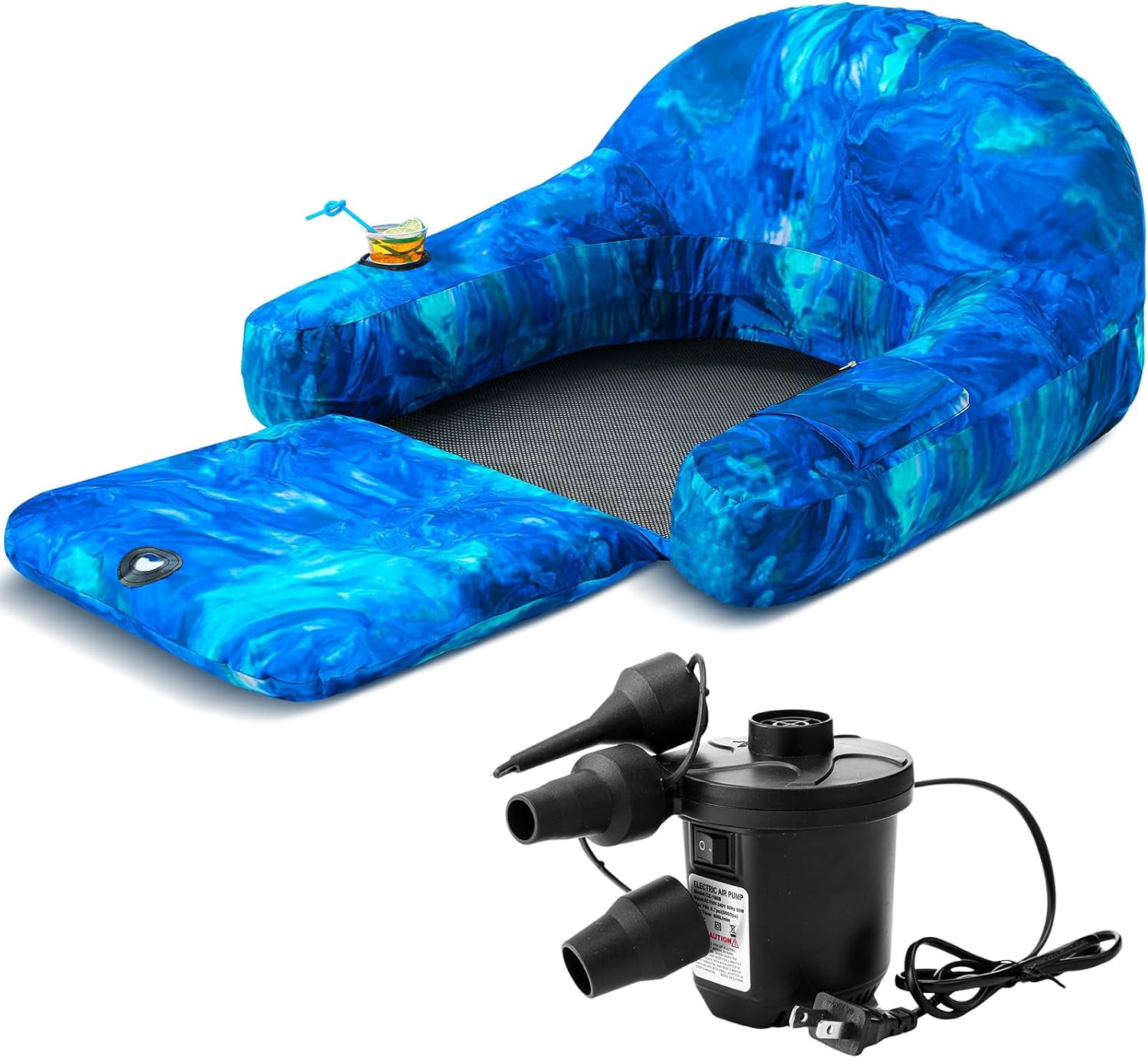 Fabric Covered Pool Float Lounge for Adults 2 in 1 Convertible Chair ...
