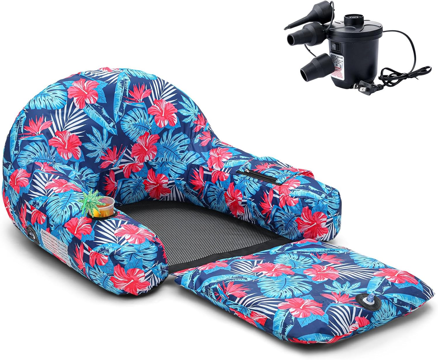Fabric Covered Pool Float Lounge for Adults 2 in 1 Convertible Chair ...