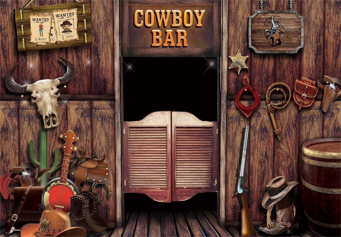 Fabric Cowboy Theme West Photography Backdrop Old Western House Bar ...
