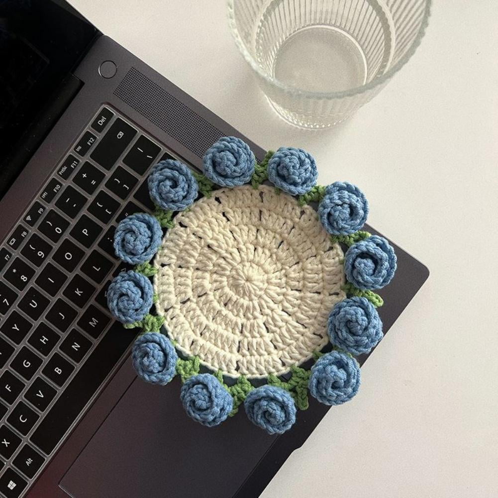 Fabric Crochet Coaster Material Kit, DIY Rose Bouquet Design, 20x20CM ...