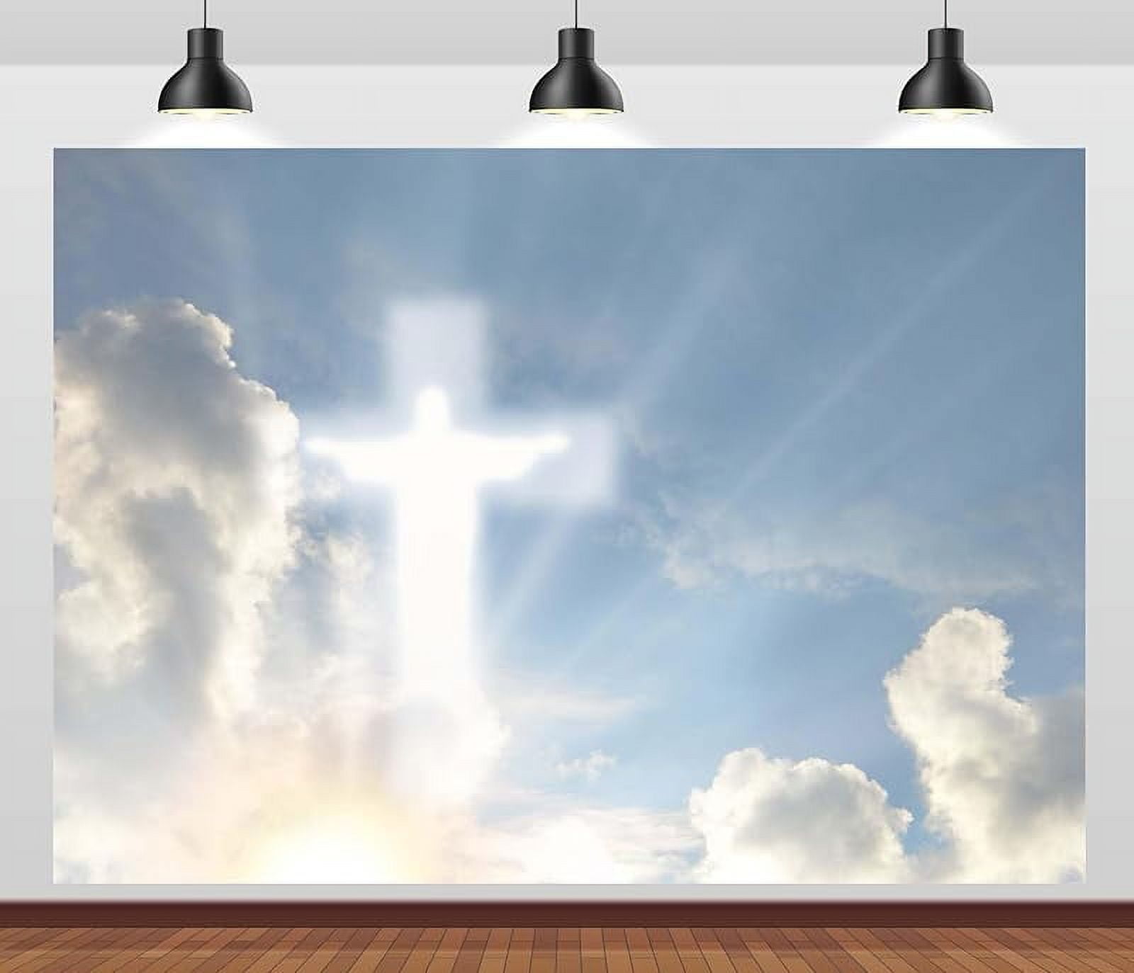 Fabric Cross in Sky Backdrop Christian Cross Backdrop Heaven Sky Clouds ...