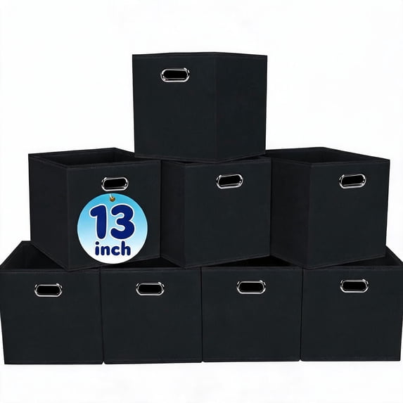 Fabric Cubby Storage Bins 13x13x13 Inches with Dual Handles Foldable ...