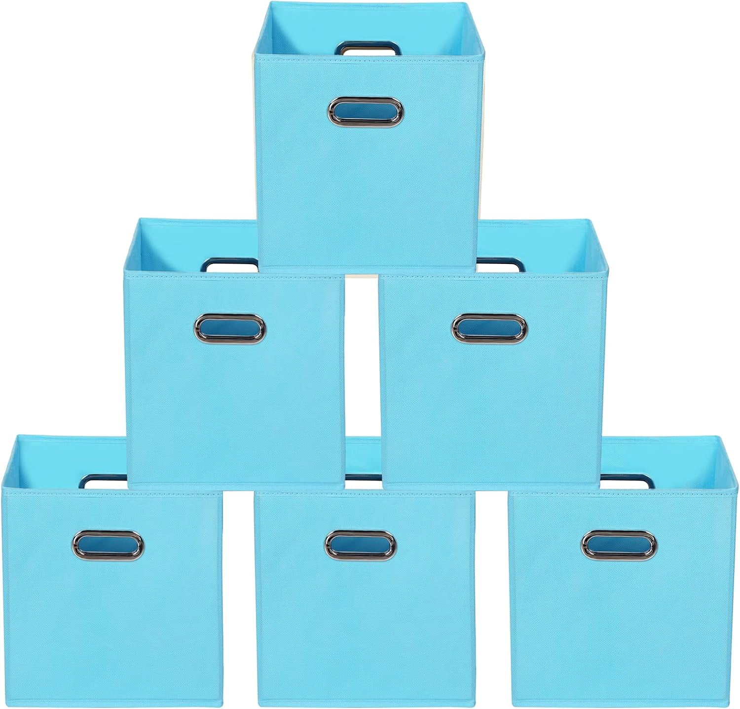 Fabric Cube Organizer with Handle, Foldable Cube Bins for Cloth or ...