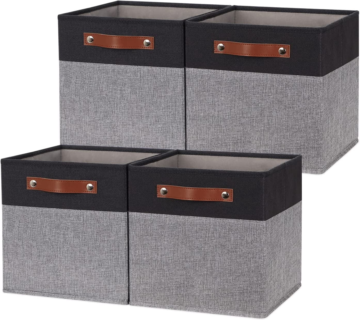 Fabric Cube Storage Baskets 11x11, Set of 4, Foldable Baskets with ...