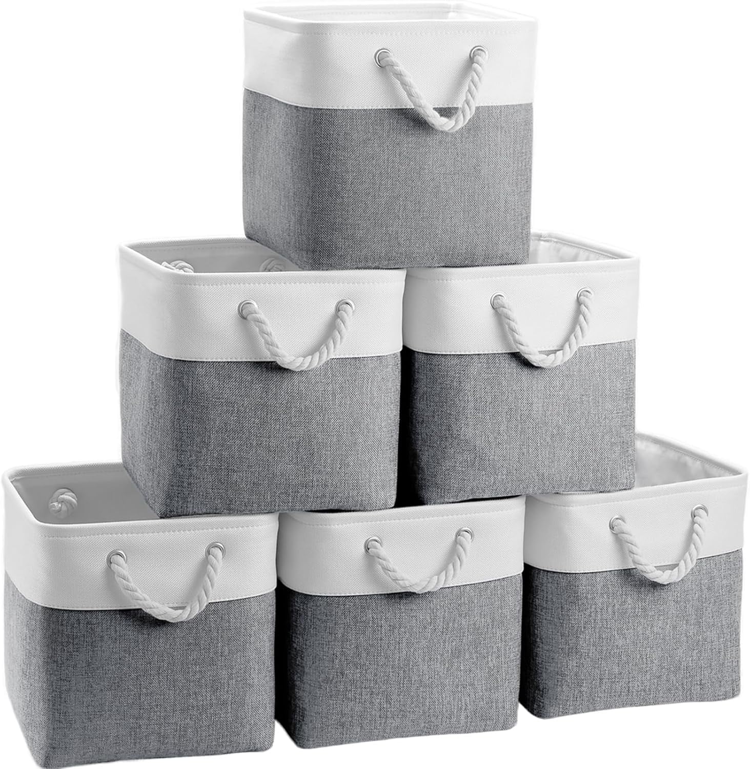 Fabric Cubes Storage Basket, 6 Pack 11x11 in with Handles Foldable Cube ...