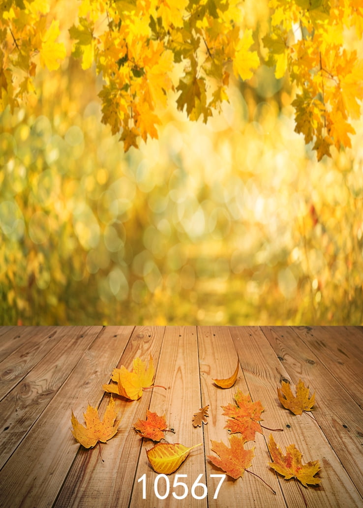 Fabric Custom Photography Backdrop Prop Wooden Floor Autumn Leaves ...