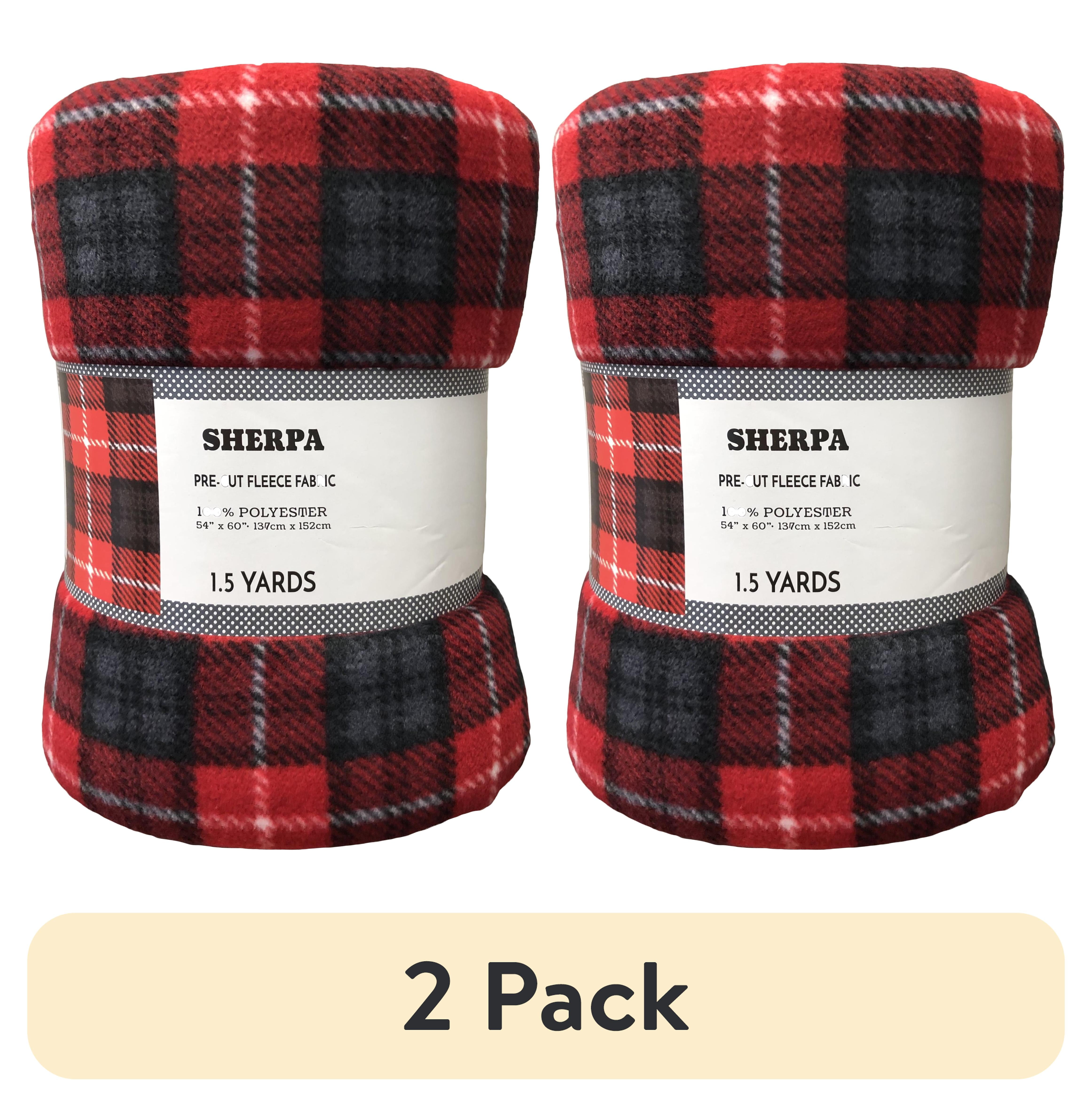(2 pack) Fabric Cut Fleece Black & Red Sherpa 1.5 yards - Walmart.com