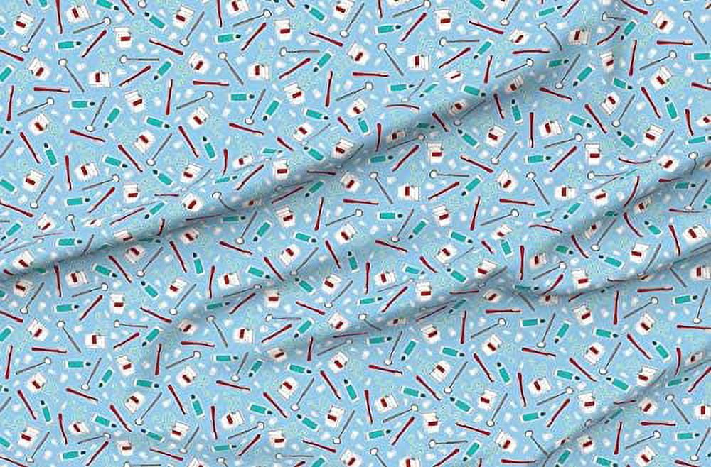 Fabric - Cute Dentist Dental Print Blue School Dentistry Teeth Tooth ...