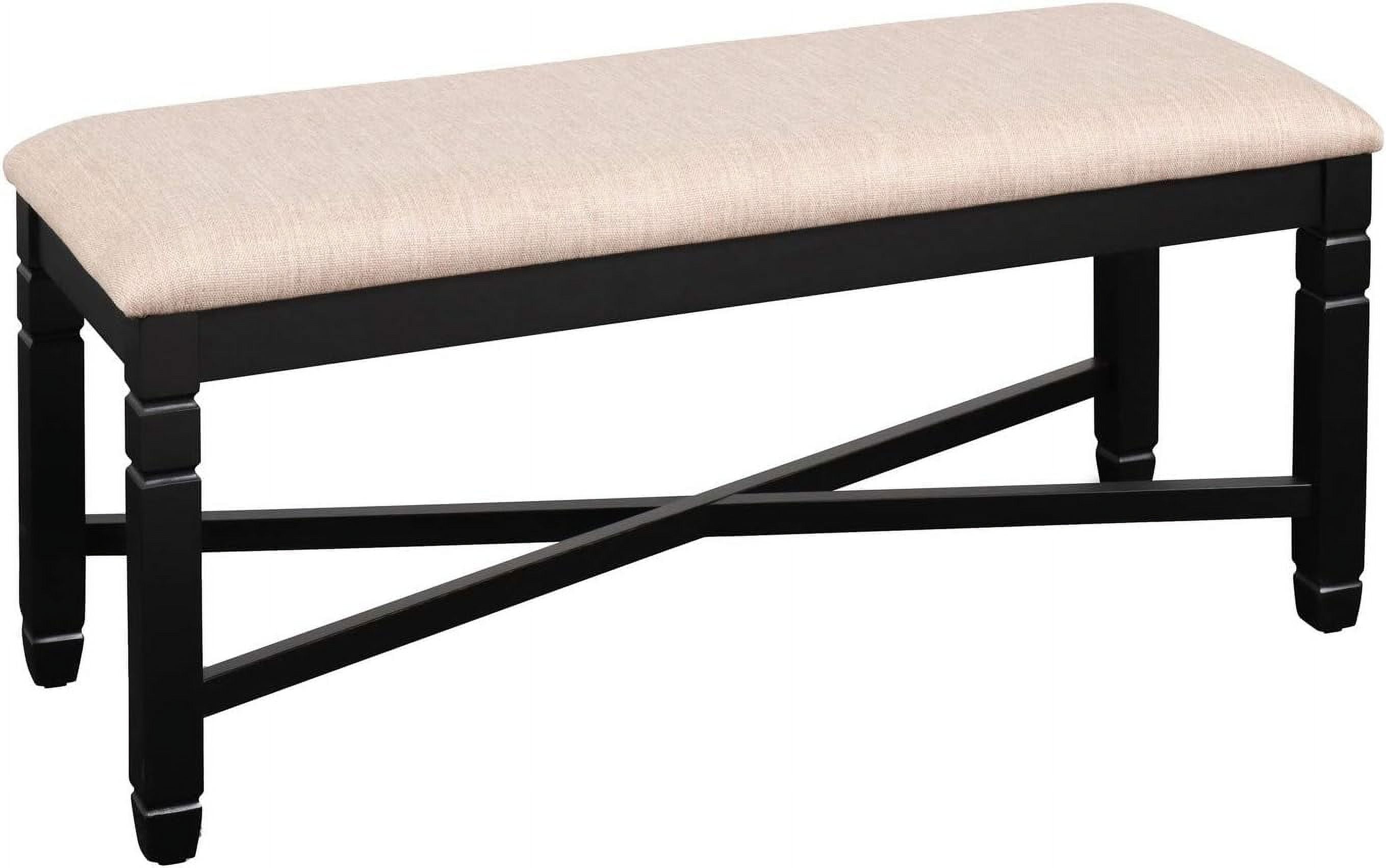 Fabric Dining Bench with Turned Legs and X Shaped Support, Beige and ...