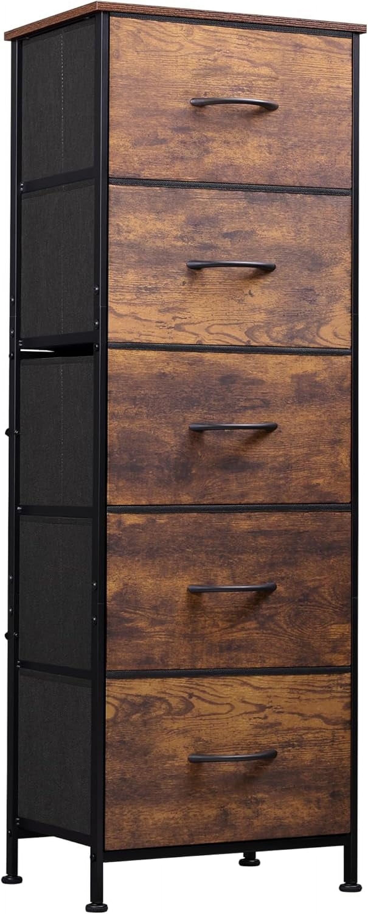Fabric Dresser, 5-Drawer Tall Dresser for Bedroom, Storage Organizer ...