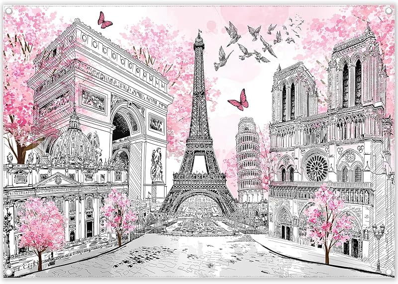 Fabric Eiffel Tower Backdrop Paris Landscape Photography Background ...