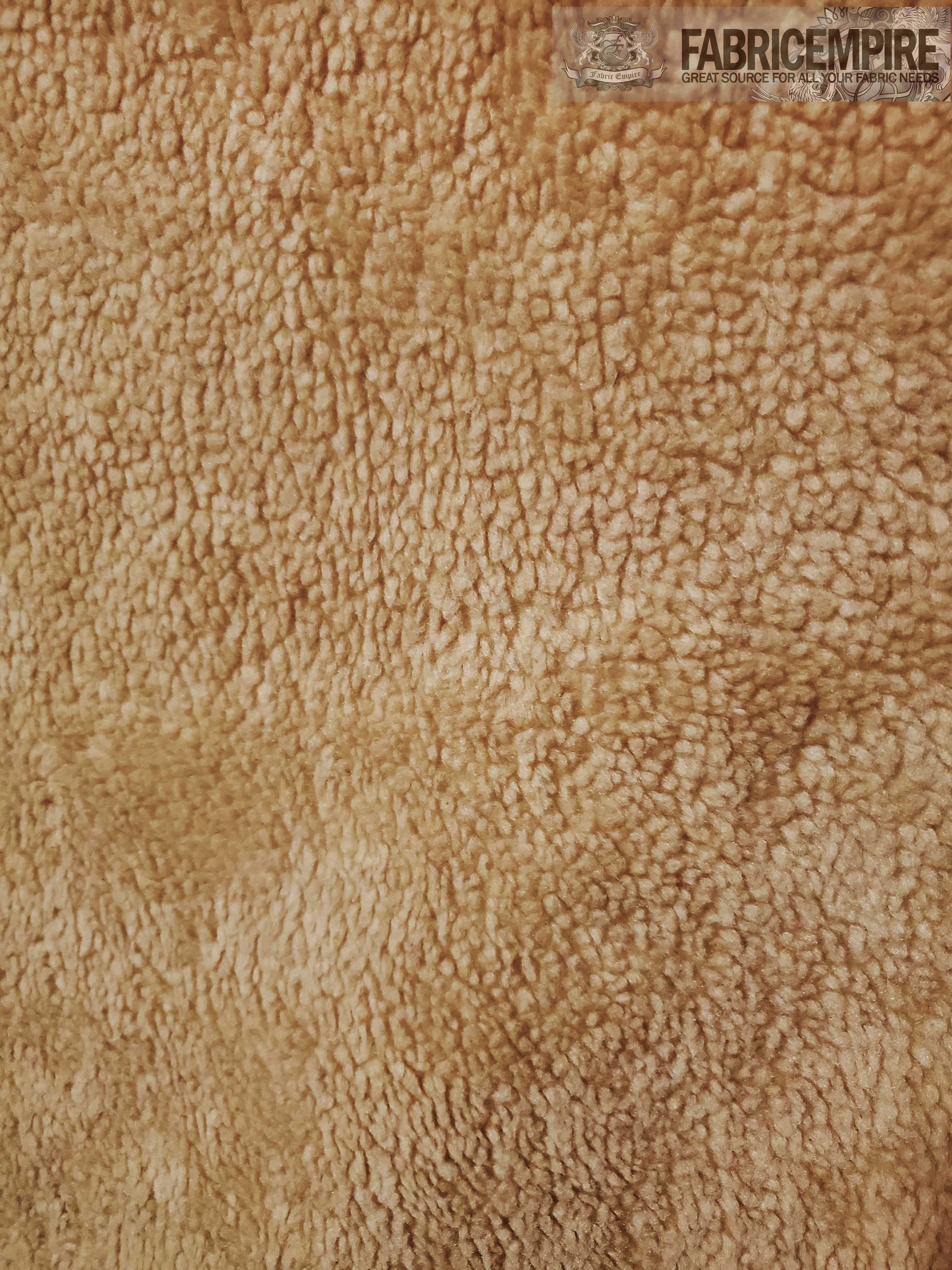 Heavy Duty Sherpa Sheep Skin Faux Fur Fabric, Light Camel, 60" Wide ...